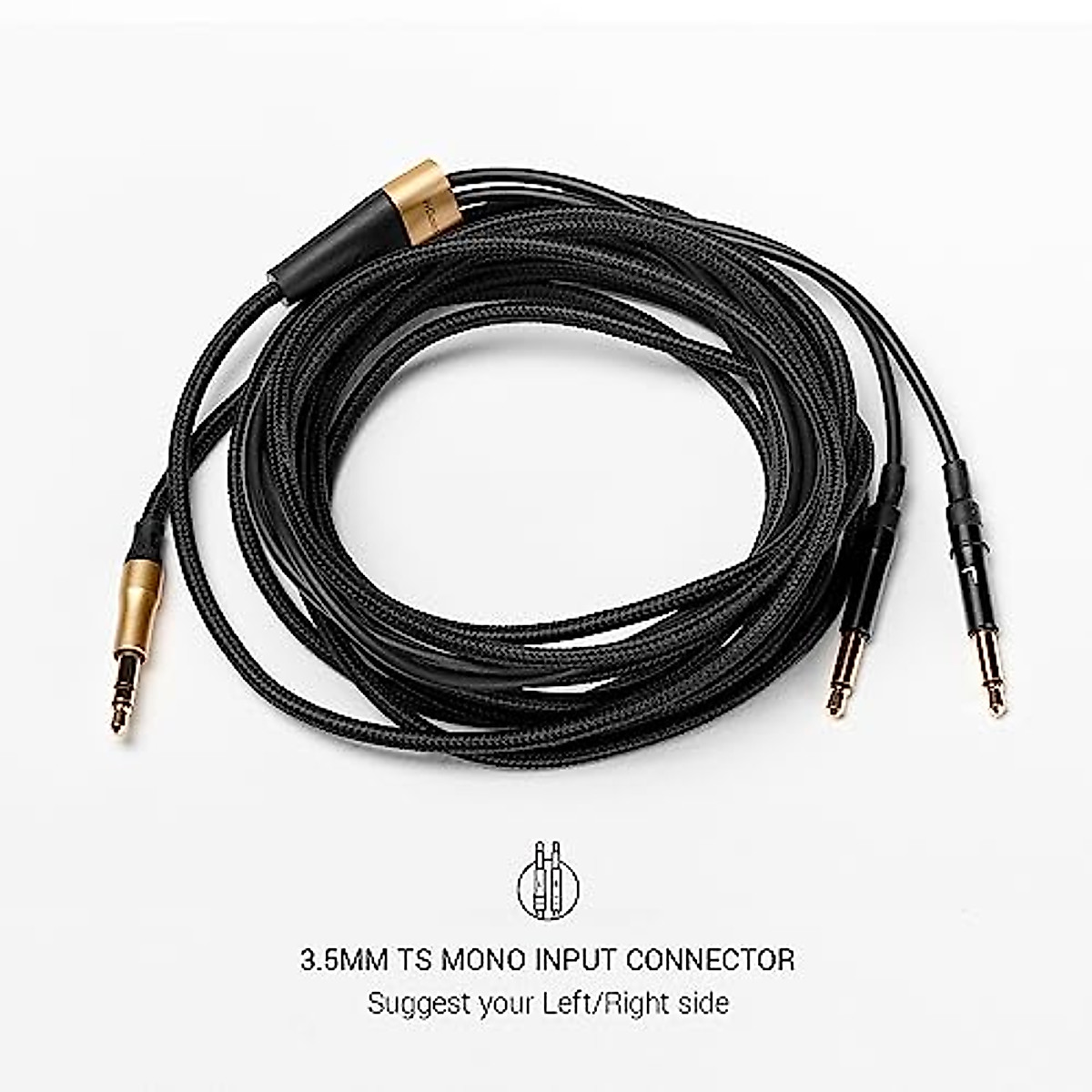 MEZE Audio | 3m Cable for 99 Classics Walnut Gold | 3.5mm Male to Dual TS Mono 3.5mm Male Connector Plug | Kevlar Reinforced Fabric | Oxygen-Free Copper