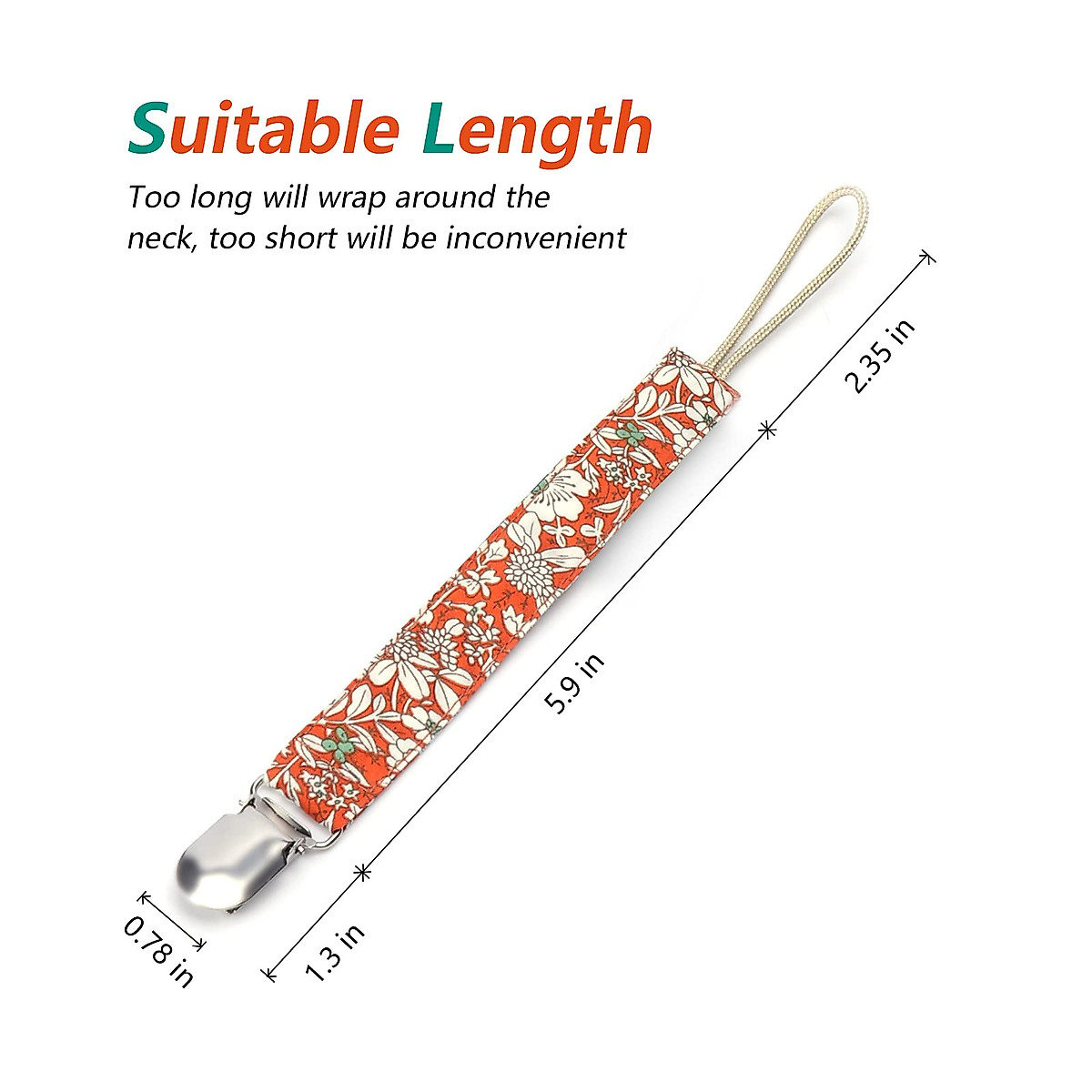 Pacifier Clips Baby Girl, Binky Clip Holder, 4 Pieces, Cotton and Linen Soft Fabric, for Babies During Teething