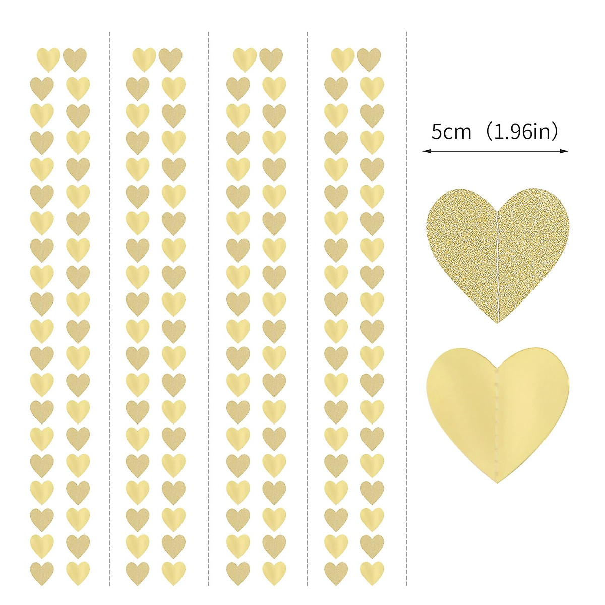 Glitter Champagne-Gold Engagement Party-Decorations Heart-Garland - 52ft Hanging Streamers Banner,Anniversary Wedding Bachelorette Bridal Shower Birthday Christmas housewarming Backdrop Decor Burgleda