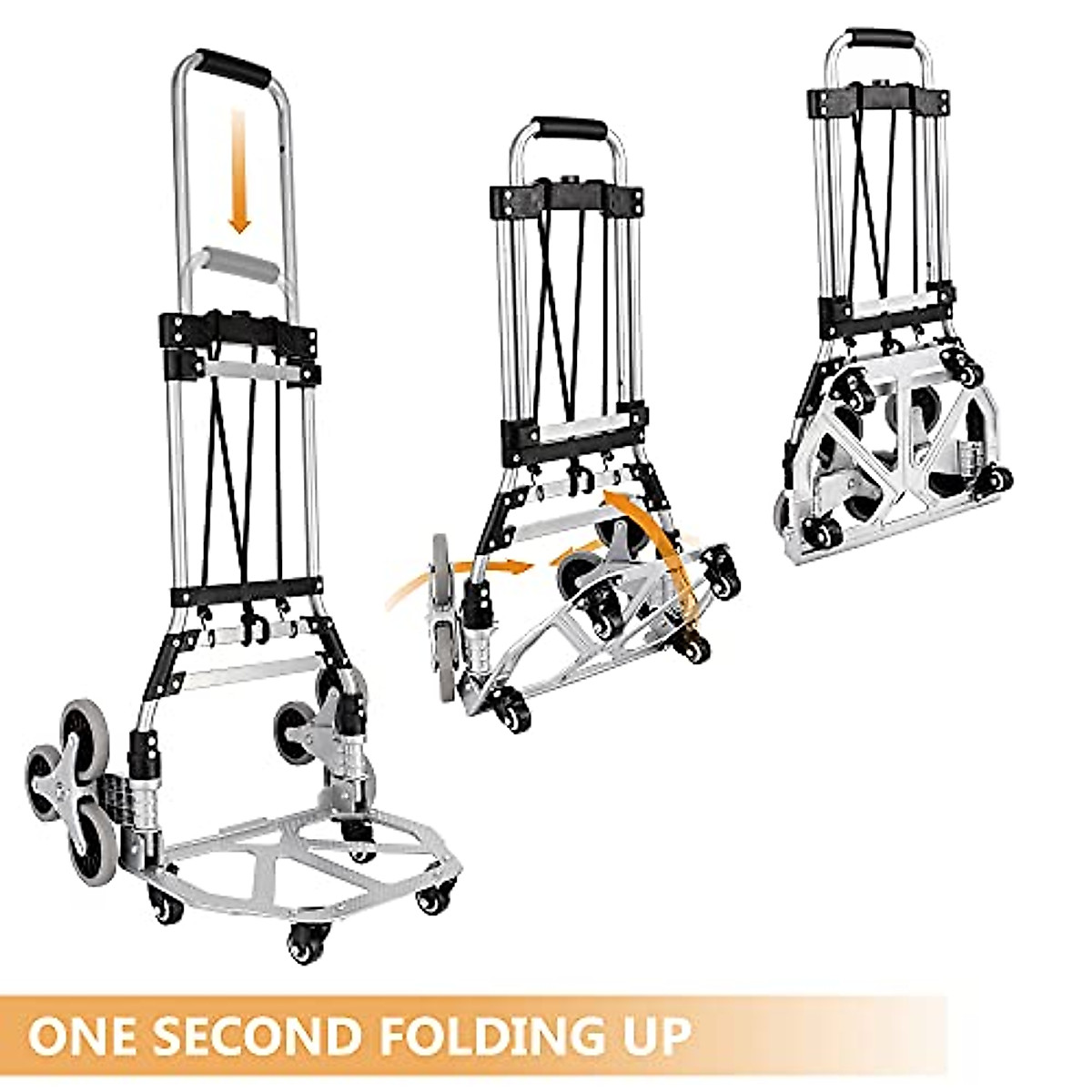 TOLEAD Foldable Stair Climbing Cart 180lb Capacity Convertible Hand Trucks and Dolly,Adjustable Height 3 in 1 Heavy Duty Stair Climber Cart with 10 Wheels