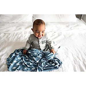 Large Premium Knit Baby Swaddle Receiving Blanket "Quarterback" by Copper Pearl