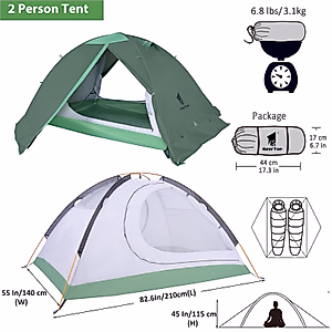 GEERTOP 2 Person Backpacking Tent 4 Season Double Layer Lightweight Waterproof Cold Weather Tent for Camping,Hunting, Hiking, Climbing, Outdoor Travel - Easy Set Up