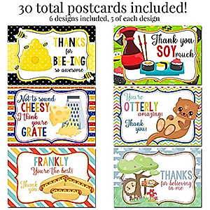 Funny Puns Gratitude & Appreciation Themed Thank You Blank Postcards To Send To Friends, Family, Customers, 4"x6" Fill In Notecards (6 different designs) by AmandaCreation (30)