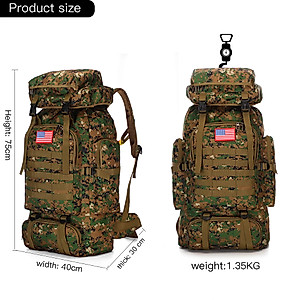 70l Hiking Backpack for Men Waterproof Military Camping Rucksack Travel Daypack