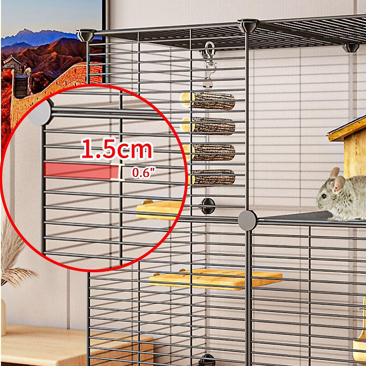 Rat Cage, Guinea Pig Cages, Chinchilla Cage Pet Cages Small Animal Playpen for Indoor Outdoor Use, Expandable Small Animal Playpen Indoor Rabbit Hedgehog Chinchilla Cage Diy Metal Grids ( Size : 5pcs-