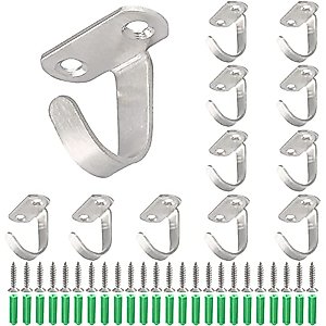 Bivethoi 12 Pcs Stainless Steel Screw Mounted Ceiling Hooks, Under-Shelf Clothes Hook, Heavy Duty Towel/Robe Coat Hook Hanger J-Shaped Hook for Bathroom Kitchen Cabinet Decoration