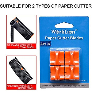 WORKLION Paper Trimmer Replacement Blades with Automatic Security Safeguard Design - A4 Paper Cutter Blade Refill (4 Pack)
