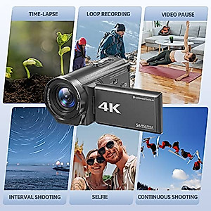 Video Camera Camcorder Waterproof Camera 4K Ultra HD 56MP 30FPS 18X Digital Zoom Underwater Camera Vlogging Camera For Youtube, 16.4Ft Waterproof Video Camera with 3500mAh Battery, 64G SD Card