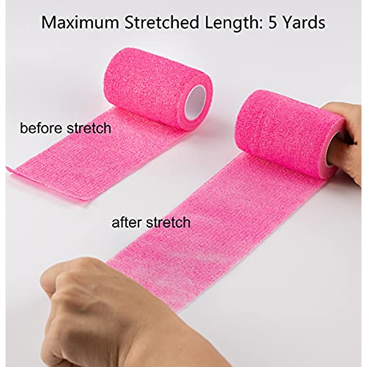 16 Pack Self Adhesive Bandage Wrap 3 inch, Coban Wrap Self Sticking Bandage Wrap, Wound Wrap Self Adherent for Wrist Ankle Sprains, Swelling, Vet Wrap for Animals Pet(Pink)