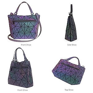FOUCPOOM Geometric Luminous Purses and Handbags For Women Holographic Reflective Crossbody Bags Wallet Purse (Tassel handbag)