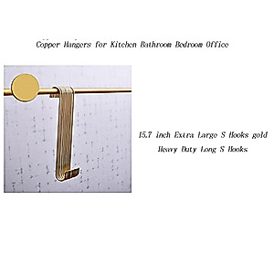 4 Pack S Shape Hooks Heavy-Duty Metal Hanging Extension Hooks Clips Apply Kitchenware Bathroom Utensils Gardening for Hanging Pot, Pan, Cups, Plants, Bags, Jeans, Towels (Golden) (gold)