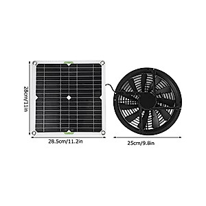 Solar Panel Powered Fan, 10in 100W Waterproof Solar Exhaust Fan 3000 RPM Mini Round Ventilator Case for Greenhouse, Chicken Coop, Dog House, Camping, RV, Double Rust