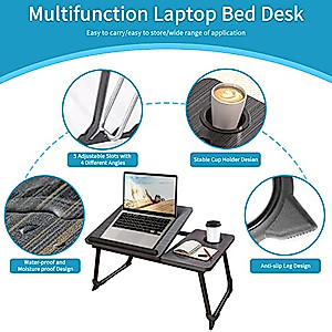 CloudTrip Laptop Desk for Bed or Couch, Lap Desk, Woking in Bed Desk, Home Office Desks, Breakfast Tray, Desk with Cup Holder, Watching Movies in Bed, Laptop Stand for Bed, Fordable Legs Desk (Black)