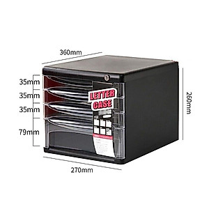 Desktop File Cabinet, Office Storage Box with Lock, Multilayer Drawer Storage Organization-Black (Size : 4-Layer)