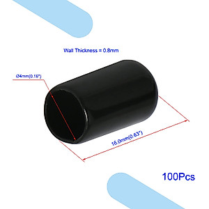 Aopin Rubber Round End Cap Cover 4/25 Inch (4mm) Screw Thread Protectors PVC Flexible Tubing Pipe Protective Bolt Screw Thread Protector Safety Cover | for Pipe Post Tubing Rod Cover 100 Pcs (Black)
