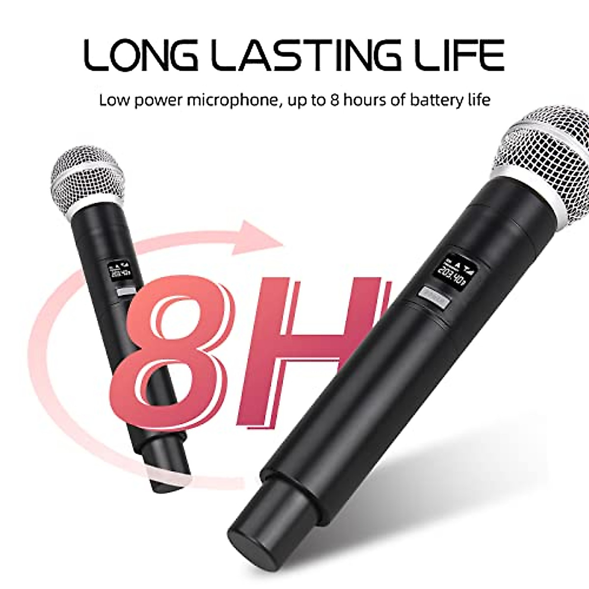 D Debra Audio VM302 VHF Wireless Microphone System with Dual Handheld Mic Have XLR Interface for Home Karaoke Wedding Conference Speech (VM302)