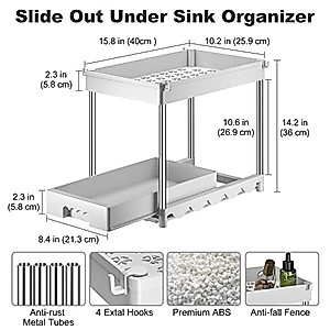 coorack Under Sink Organizers and Storage, 2-Tier Pull Out Cabinet Organizer Kitchen Drawer Organizer, Bathroom Organizer Under Cabinet Organizer Kitchen Shelf with Sliding Storage Drawer