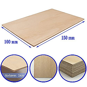 20 PCS Wood Sheets,Unfinished Plywood Basswood Sheet,for Architectural Model min House Building, Wood Burning Project and Other DIY Crafts (150X100X2mm)