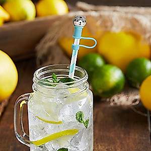 Silicone Straw Plug, Cute Animals Straw Covers Cap Reusable Drinking Straw Tips Cover For 6-8mm Straws Airtight SealSplash Proof Straw Protector Caps