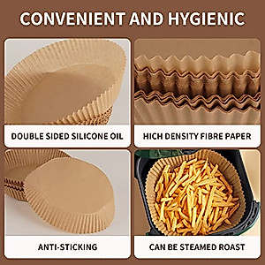 Air Fryer Disposable Paper Liner -150PCS Parchment Paper Baking-Oil-proof Water-Proof,Parchment Paper Liners Air Fryer Rounds-Cooking Baking Paper Air Fryer(150PCS-6.3Inch)
