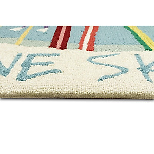 Liora Manne 1845/03 Front Porch Winter Gone Skiing Blue Indoor/Outdoor Rug, 20" X 30", White, Multi