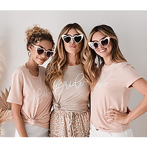 ModParty Bride Sunglasses | White Heart-Shaped Eyewear | Bachelorette Party Accessory | Bride to Be Wedding Honeymoon Gift Idea | Retro Cateye Design