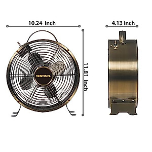 VENTISOL 10 Inch Retro Portable Table Fan, Metal Decorative Drum Fan,Quiet 2 Speeds for Home,Bedroom,Office, Dorm Rooms, c