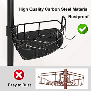 THMINS Shower Caddy Tension Pole,Adjustable Corner Shower Caddy,4 Tier Rustproof Shower Organizer Shelves for Bathroom,Bathtub,42.1-120.5 inch,Black