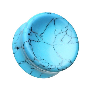 Concave Turquoise Howlite Stone Double Flared Ear Gauge WildKlass Plug (7/16" (11mm))