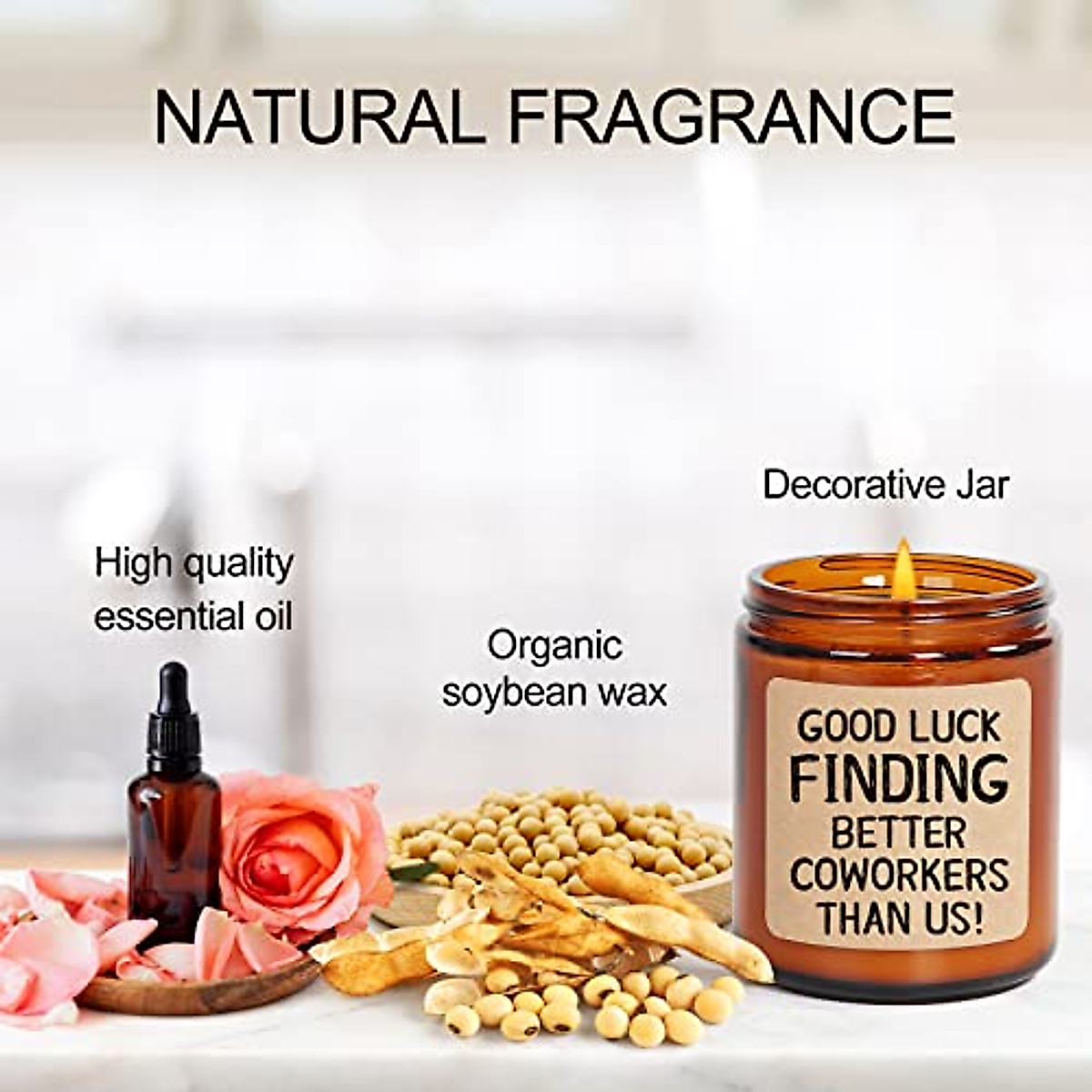 Lavender Scented Candle - Going Away Gift for Coworker Women Men Goodbye, Farewell, Leaving Gifts for Colleague Boss Co-Worker Friends - Good Luck Finding Better Coworkers Than Us