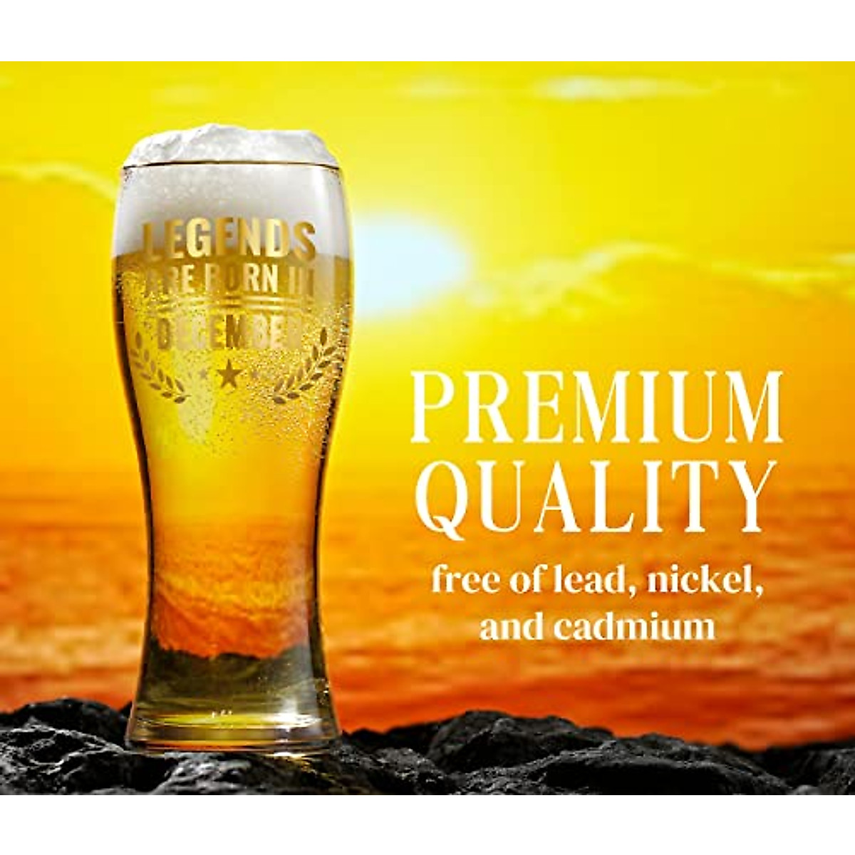 Unique Birthday Gifts for Men, Husband, Him, Funny Beer Glass for Dad, Brother, Boyfriend, Son, Uncle, 15 oz, Legends are Born in February