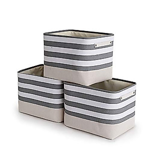 TheWarmHome Extra Large Cube Storage Bins Baskets for Organizing, Sturdy Fabric Storage Basket Cube W/Handles, Decorative Foldable Storage Baskets for Shelves Closet Nursery Toy (3 Pack 16×12×12inch)