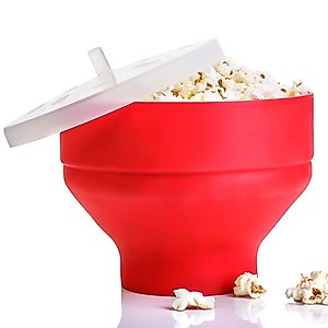 popcorn maker, Foldable Popcorn Maker, Silicone microwave popcorn popper, Popcorn Popper Machine with space saving design, Popcorn Collapsible Bowl with ergonomic Design for Dorm Small Kitchen Officce