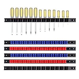 EMENTOL 6 PCS Screwdriver/Wrench Organizer, Plastic Rail Wrench Hanger,Hand Tool Holder, Perfect for Organize
