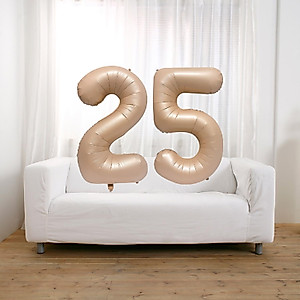 Number 50 Balloons 32 Inch Digital Balloon Alphabet 50th Birthday Balloons Digit 50 Helium Balloons Big Balloons for Birthday Party Supplies Wedding Bachelorette Bridal Shower, Caramel Number 50