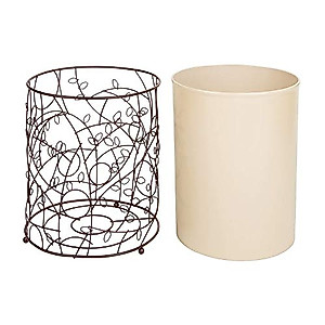 iDesign Twigz Metal Wire and Plastic Wastebasket Trash Can Garbage Can for Bathroom, Bedroom, Home Office, Kitchen, Patio, Dorm, College, Vanilla Tan and Bronze