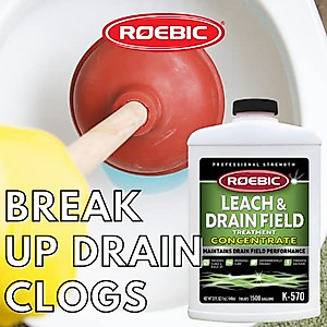 Roebic K-570-Q Biodegradable Leach and Drain Field Treatment Concentrate Environmentally Friendly Bacteria Enzymes Treat Septic Clogs & Buildup, 32 Ounces