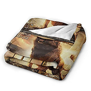 Christian Blanket for Men Christ Lion Jesus Religious Faith Throw Blanket Soft Cozy Warm Fuzzy Fleece Christian Bedroom Decor Blanket Gifts for Men Women Couch Sofa Bed 50"X40"