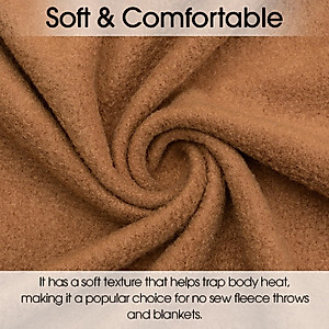 Pico Textiles 1 Yard - Dark Camel Solid Fleece Fabric - Solid Color Fleece Fabric - Sold by The Yard - Variety of Colors - Ideal for Sewing Projects, Scarves, No Sew Fleece Throws and Tie Blankets.