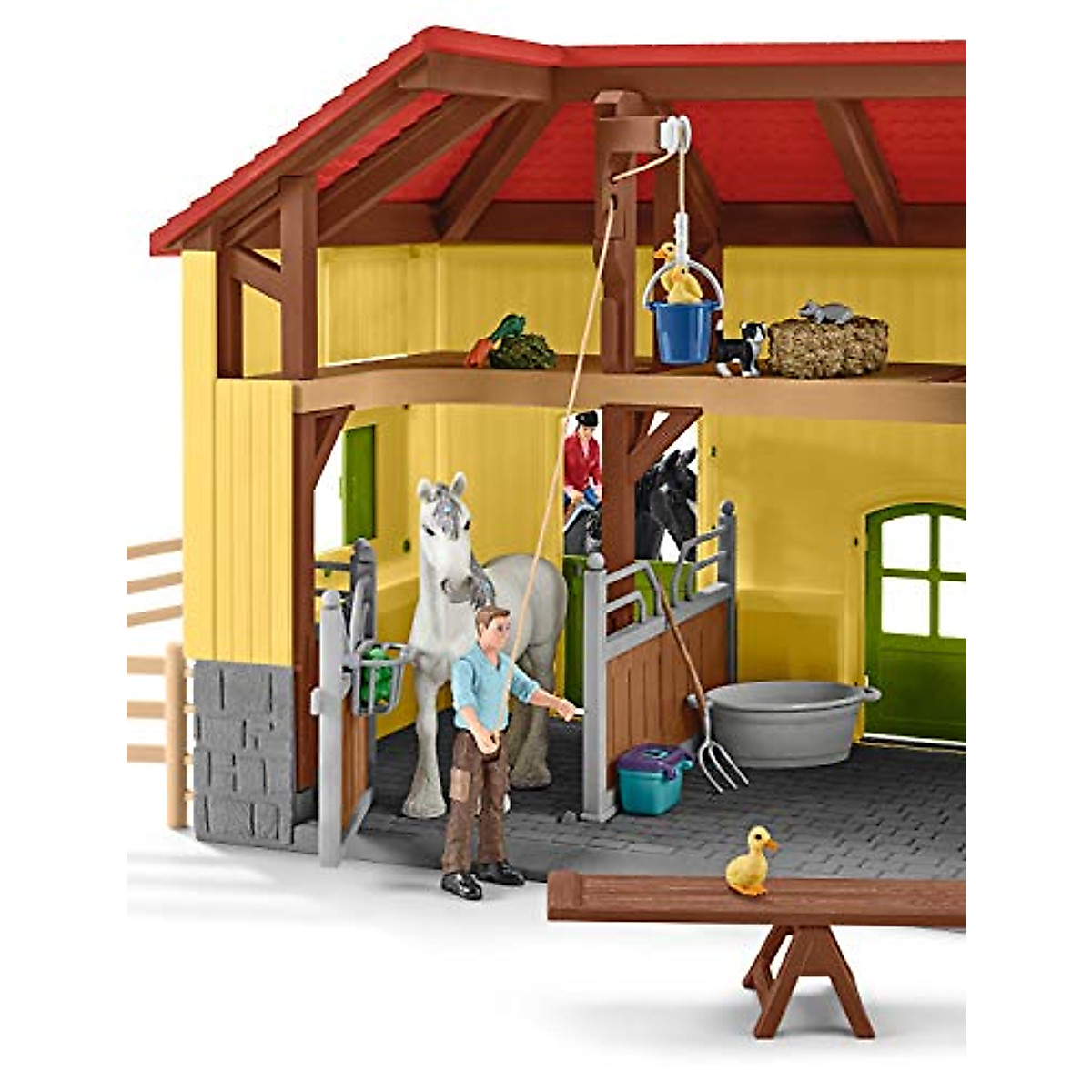 Schleich Farm World, 30-Piece Playset, Farm Toys and Farm Animals for Kids Ages 3-8, Horse Stable 10.5 x 49 x 34.5 cm
