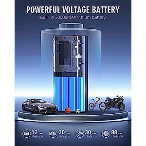 Tire Inflator Portable Air Compressor - 180PSI & 20000mAh Portable Air Pump, Accurate Pressure LCD Display, 3X Fast Inflation for Cars, Bikes & Motorcycle Tires, Balls.