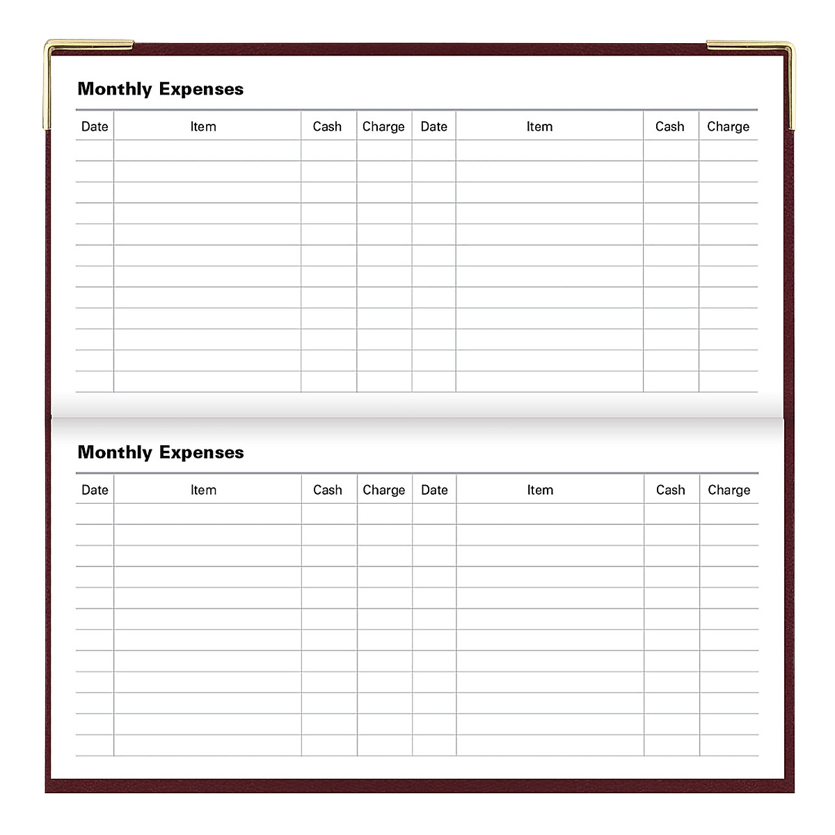 Letts of London Classic Weekly/Monthly Planner, 12 Months, January to December, 2024, Appointments, Gold Corners, Horizontal, Slim Size, 6.625" x 3.25", Burgundy (C32SBY-24)