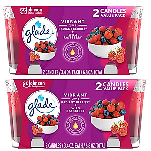 Glade Jar Candles, Fragrance Candles Infused with Essential Oils, Air Freshener Candles, 4 Candles 3.4 Oz (Radian Berries & Wild Raspberry)