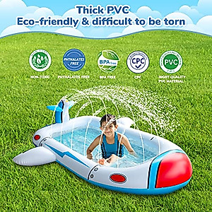 Josen Sprinkler for Kids Outdoor Water Toys,Baby Splash Pad,Inflatable Kiddie Pool for Toddlers,Includeding 4 Rubber Ducks Bath Toys, Birthday Gifts for Boys and Girls - Spacecraft