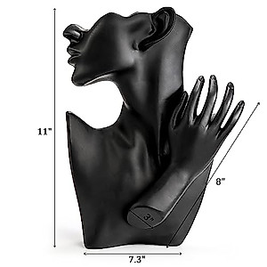 SOUJOY Jewelry Mannequin Stand Set, Earring Display with Hand, Resin Bust Holder Organizer for Show Jewelry, Necklace, Earrings, Rings