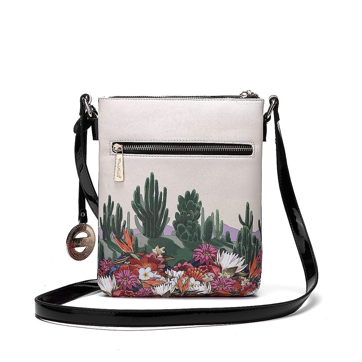 Frida Kahlo Cactus Collection Licensed Cross Body Bag (Beige/Black)
