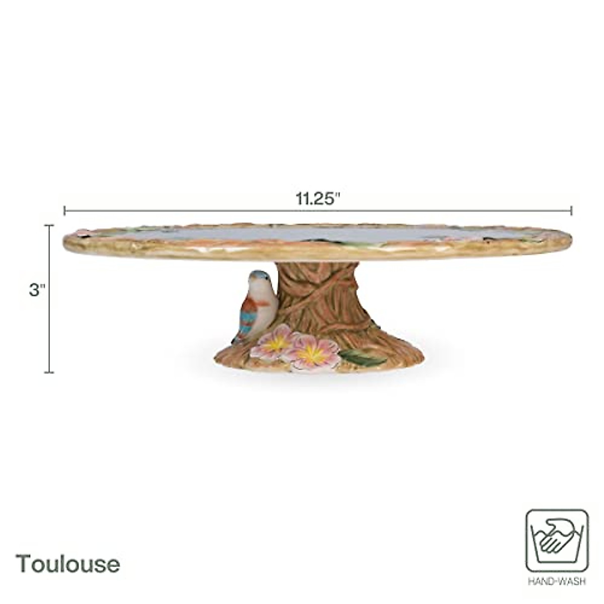Fitz and Floyd Toulouse Footed Cakeplate Serve Platter, 11.25 Inch, Blue