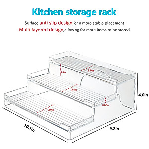 Spice Rack Organizer for Cabinet,3 Tiered Shelf organizer and Acrylic Spice Storage,Clear Pantry shelves and Jar Organizers For Seasoning Great for Kitchen Cabinet and Cupboard,Pantry,Pack of 1