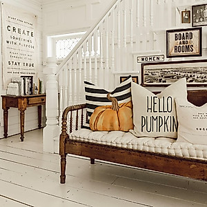 GEEORY Fall Decor Pillow Covers 16x16 inch Set of 4 Stripes Pumpkin Maple Leaf Happy Fall Outdoor Fall Pillows Decorative Throw Pillows Farmhouse Thanksgiving Cushion Case for Couch Sofa