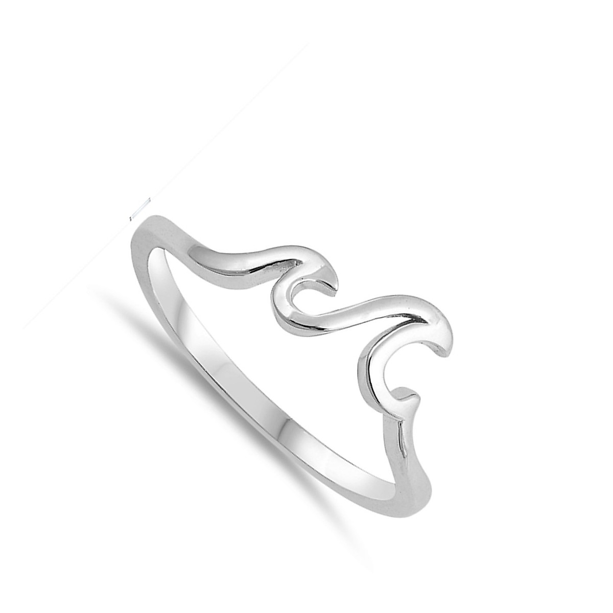 Wave Ocean Sea Tropical Nature Thumb Ring .925 Sterling Silver Band Size 4